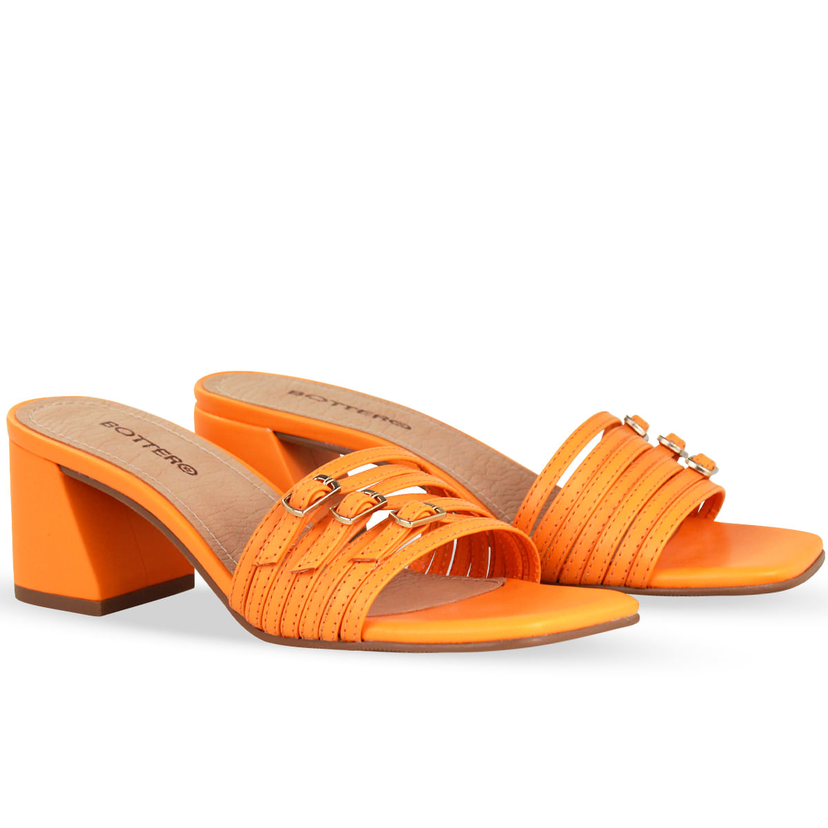 Tamanco Couro Atanado Napoli Laranja